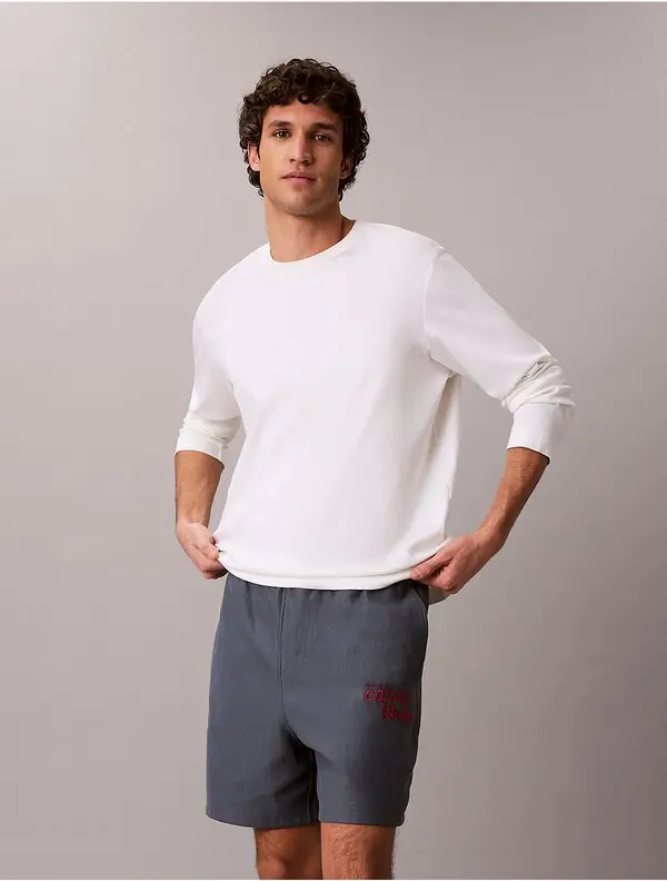 Calvin Klein Terry Logo Graphic Pull-on Shorts - Dark Slate