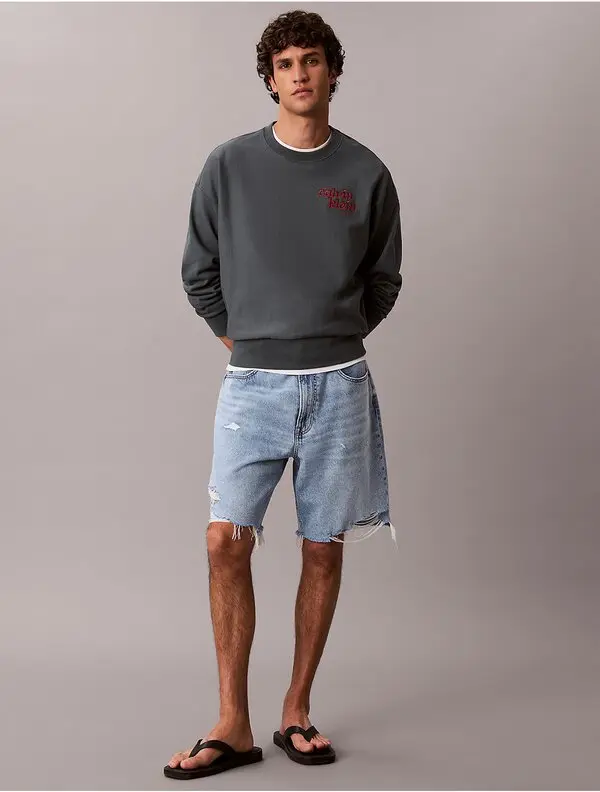 Calvin Klein Terry 1989 Logo Graphic Sweatshirt - Dark Slate