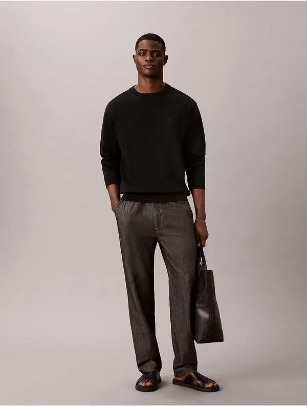 Calvin Klein Straight Chambray Pull-on Pants - Black