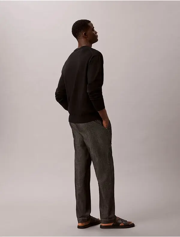 Calvin Klein Straight Leg Chambray Pull-on Pants - Black