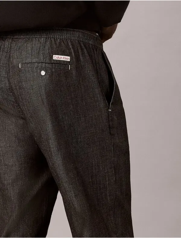 Calvin Klein Straight Leg Chambray Pull-on Pants - Black
