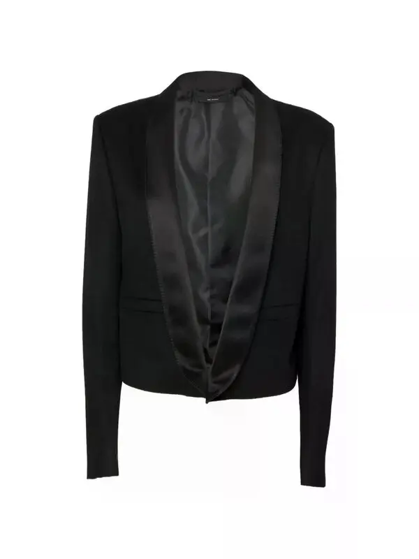 TOM FORD Satin Shawl Lapel Cropped Jacket - Black