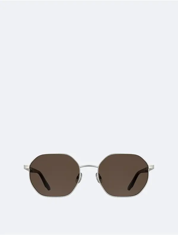 Calvin Klein Metal Modified Octagon Frame Sunglasses - Matte Silver