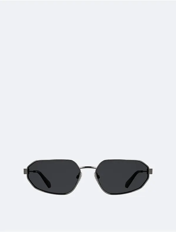 Calvin Klein Metal Slim Modified Rectangle Sunglasses - Dk Ruth/ Mat Blck