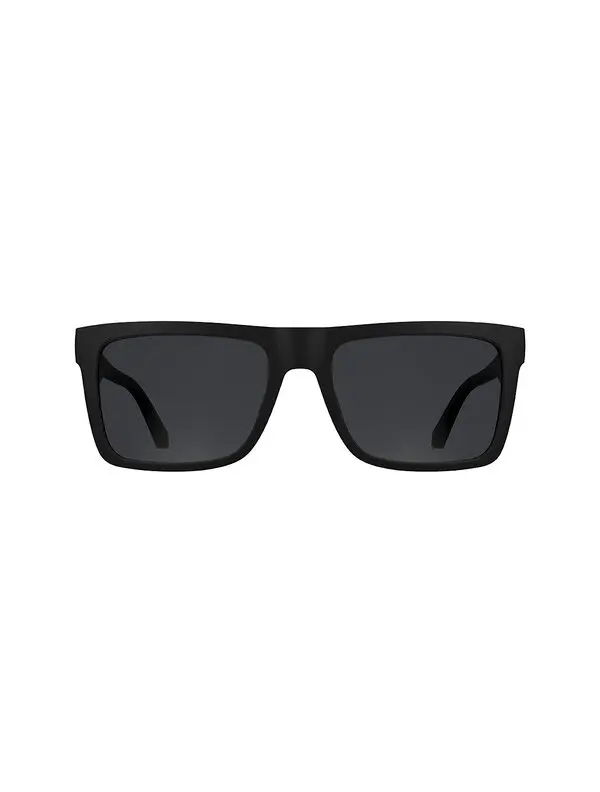Calvin Klein Modified Rectangle Sunglasses With Monogram Detail - Matte Black
