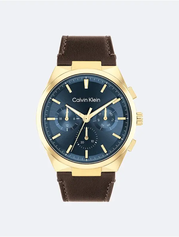 Calvin Klein Multifunction Leather Bracelet Watch - Blue