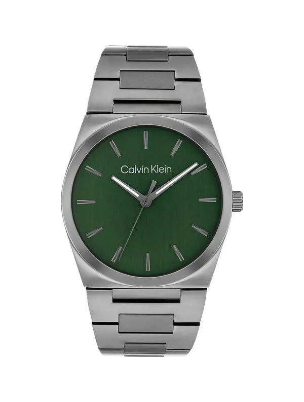 Calvin Klein Textured Dial Integrated Bracelet Watch - Green