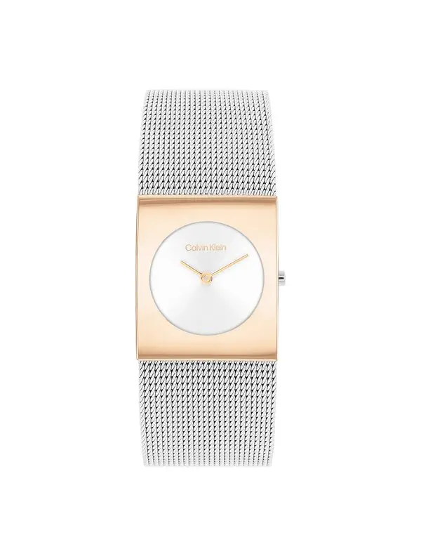 Calvin Klein Geometric Dial Mesh Bracelet Watch - Silver