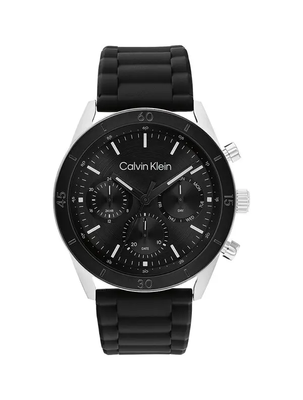 Calvin Klein Chronograph Stainless Steel And Silicone Strap Watch - Black