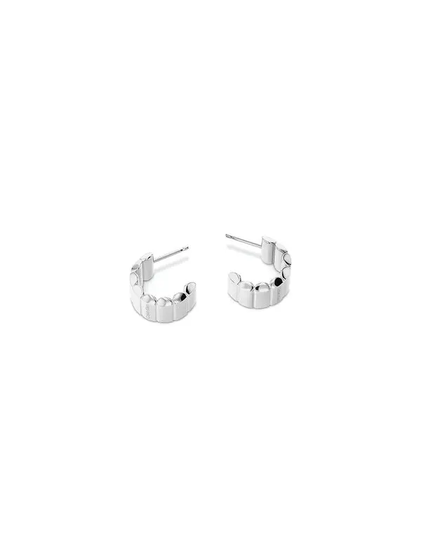 Calvin Klein Curved Pebble Hoop Earrings - Silver