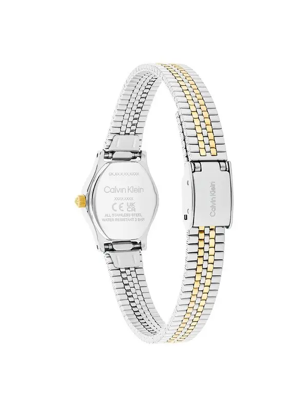 Calvin Klein Refined Minimalist Watch With Textured Bracelet - Silver White