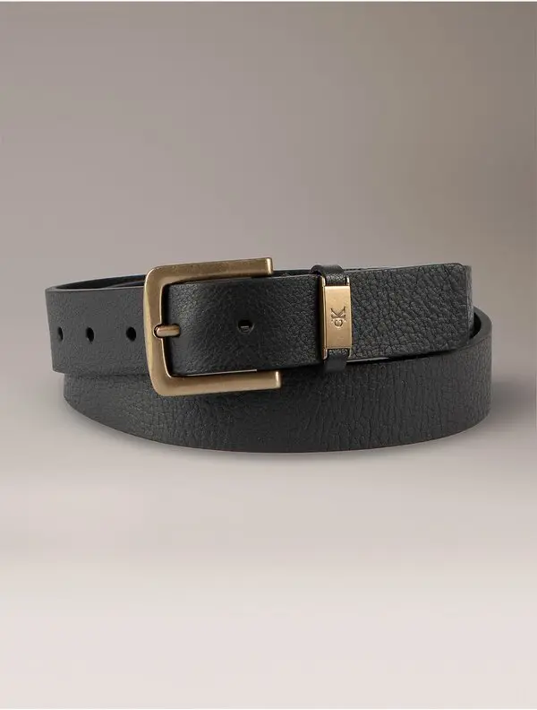 Calvin Klein Leather Harness Buckle Belt - Grey