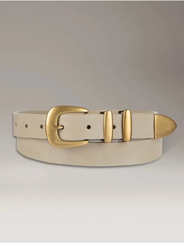 Calvin Klein Solid Square Buckle Belt - Brown