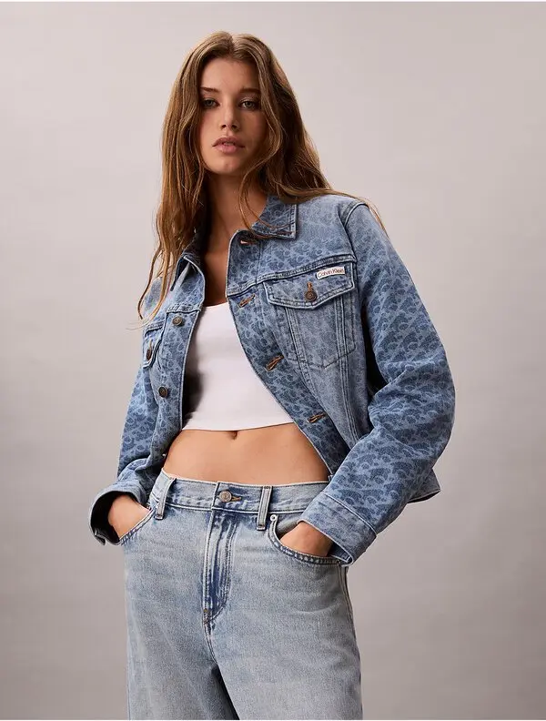 Calvin Klein Classic Monogram Logo Trucker Jacket - Light Marquee