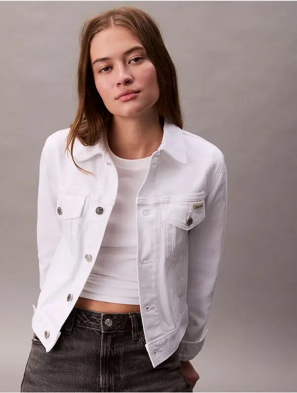 Calvin Klein Classic Monogram Logo Trucker Jacket - Optic White