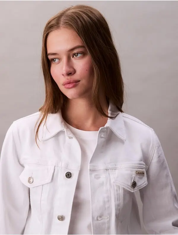 Calvin Klein Classic Monogram Logo Trucker Jacket - Optic White