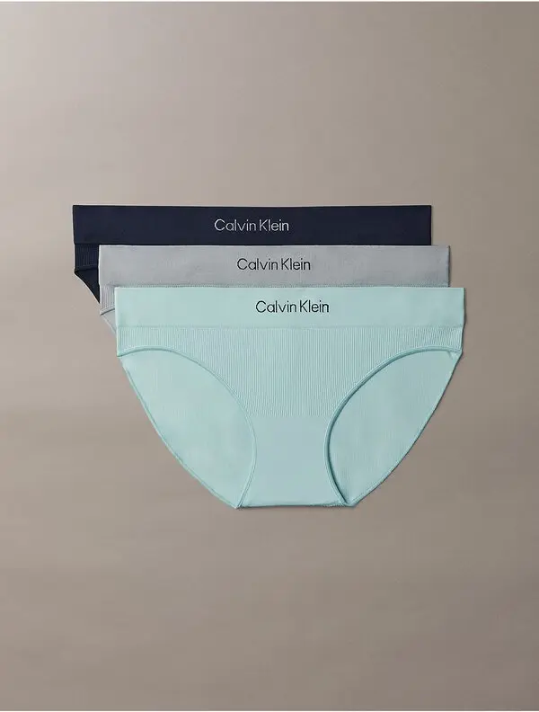 Calvin Klein Microfiber Seamless Ribbed 3-pack Bikini - Ether Multi