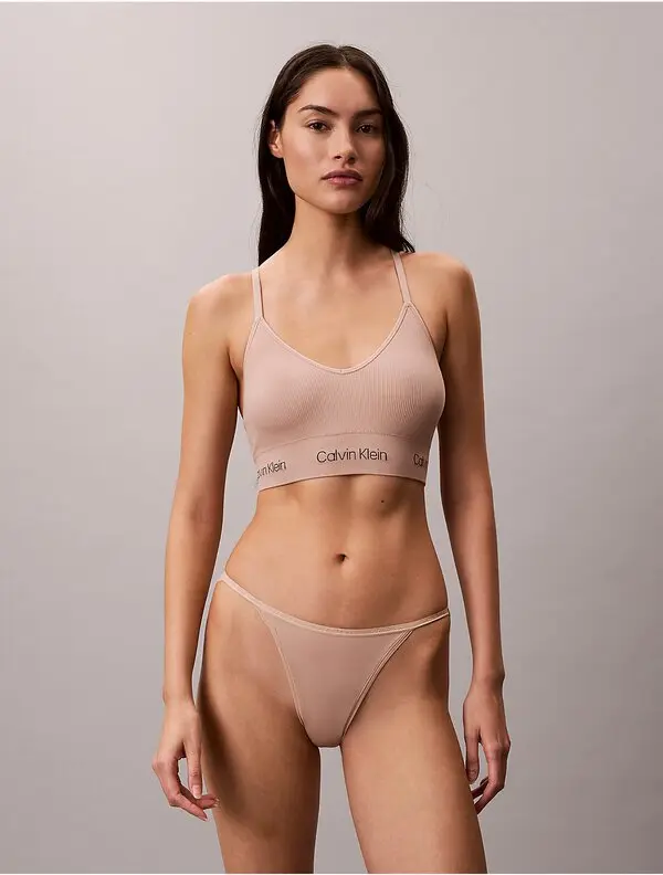 Calvin Klein Microfiber Seamless Rib Lightly Lined Bralette - Cedar