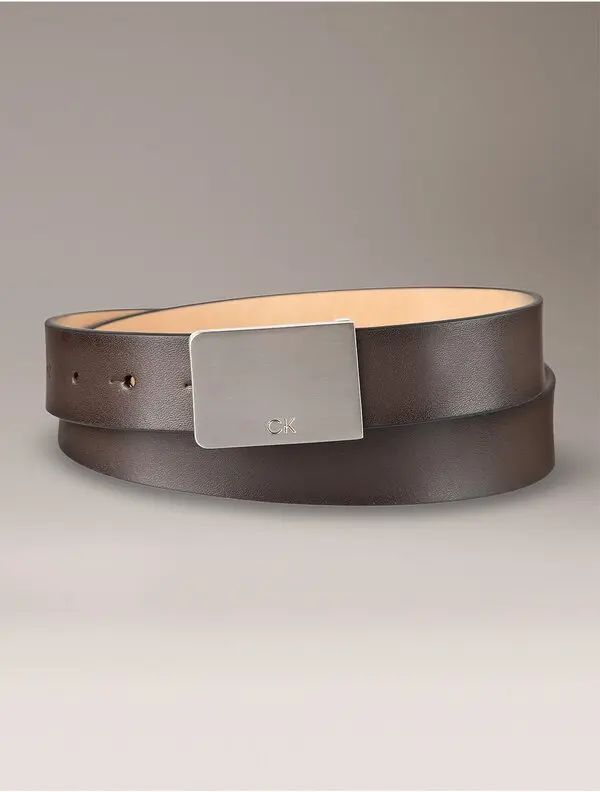Calvin Klein Smooth Plaque Belt - Brown