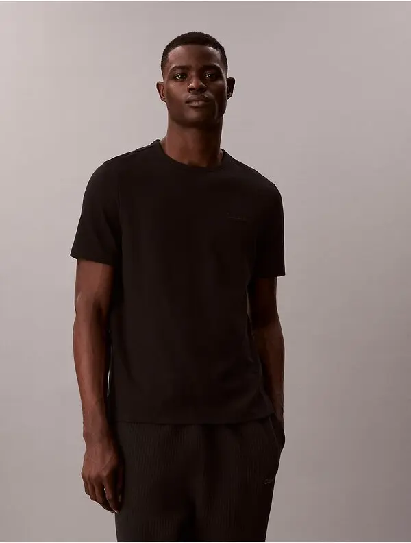 Calvin Klein Pique Crewneck Sleep T-shirt - Black