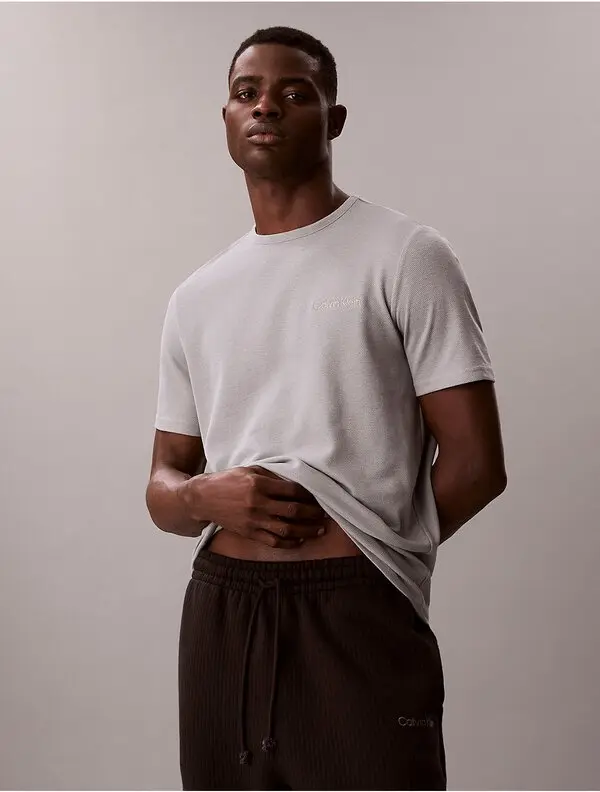 Calvin Klein Pique Crewneck Sleep T-shirt - Wolf Grey