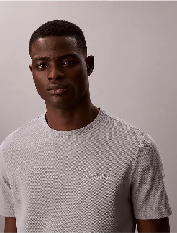 Calvin Klein Pique Crewneck Sleep T-shirt - Wolf Grey