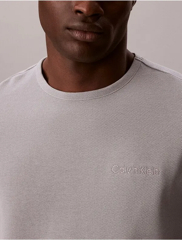 Calvin Klein Pique Crewneck Sleep T-shirt - Wolf Grey
