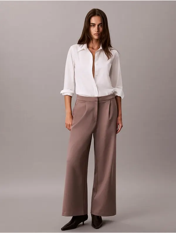 Calvin Klein Ponte Wide Leg Pants - Iron