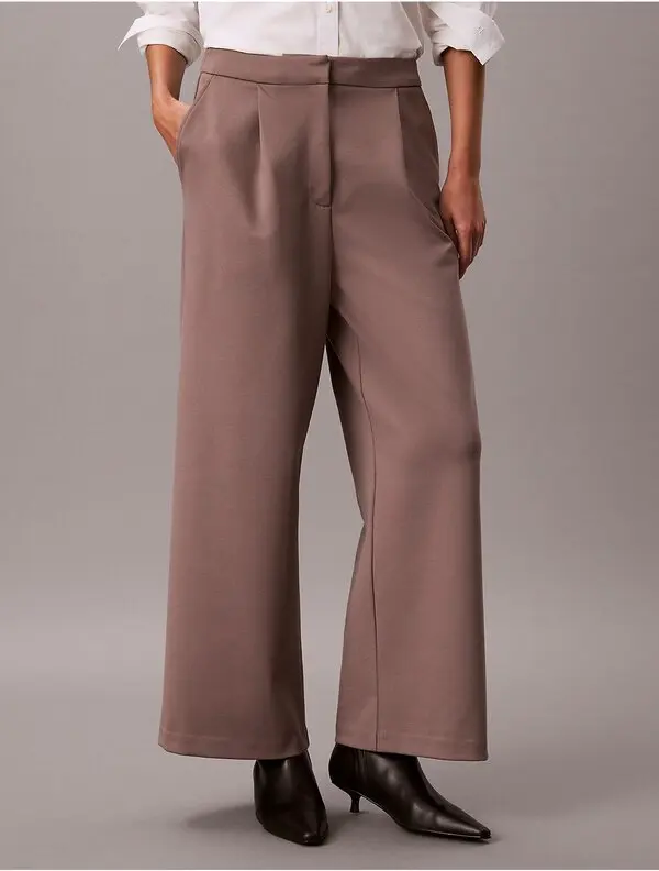 Calvin Klein Ponte Wide Leg Pants - Iron