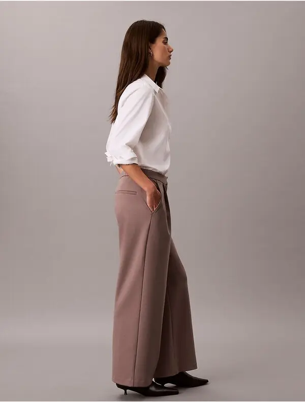 Calvin Klein Ponte Wide Leg Pants - Iron