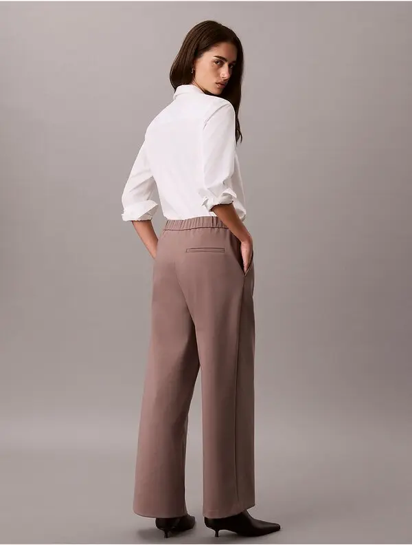 Calvin Klein Ponte Wide Leg Pants - Iron