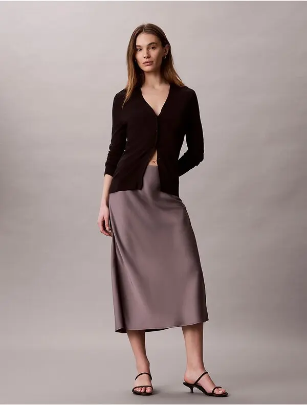 Calvin Klein Satin Midi Skirt - Cherry Taupe