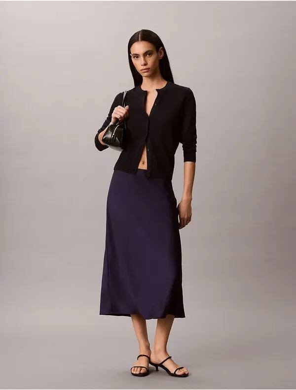 Calvin Klein Satin Midi Skirt - Evening Blue