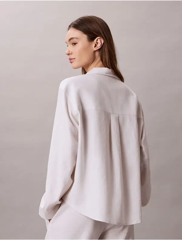 Calvin Klein Linen Blend Classic Fit Shirt - White Sand