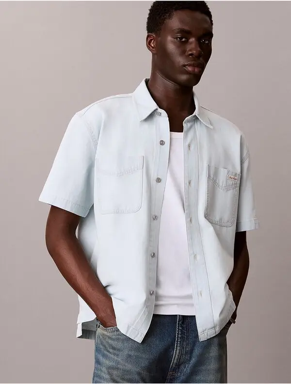 Calvin Klein Denim Classic Short Sleeve Button-down Shirt