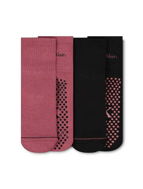 Calvin Klein Gripper Cushion High Quarter Socks 2 Pack - Pink Assorted