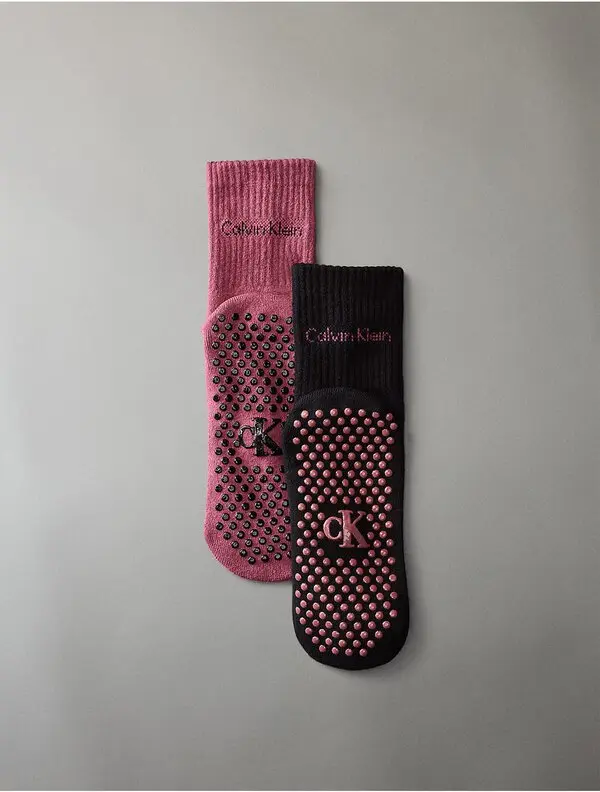 Calvin Klein Gripper Cushion High Quarter Socks 2 Pack - Pink Assorted