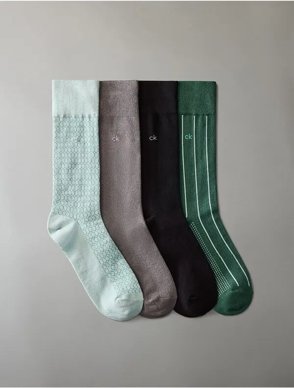 Calvin Klein Combed Cotton Crew Dress Socks 4-pack - 302