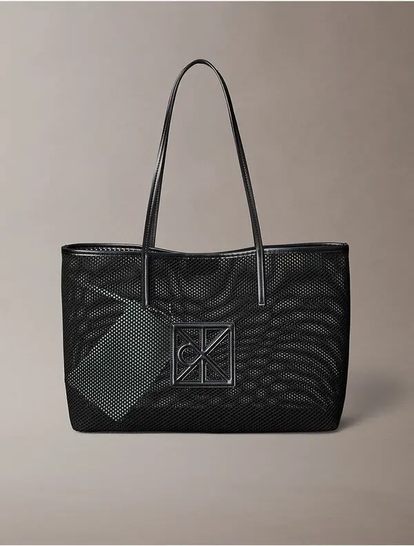 Calvin Klein Emblem Logo Mesh Small Tote Bag - Black