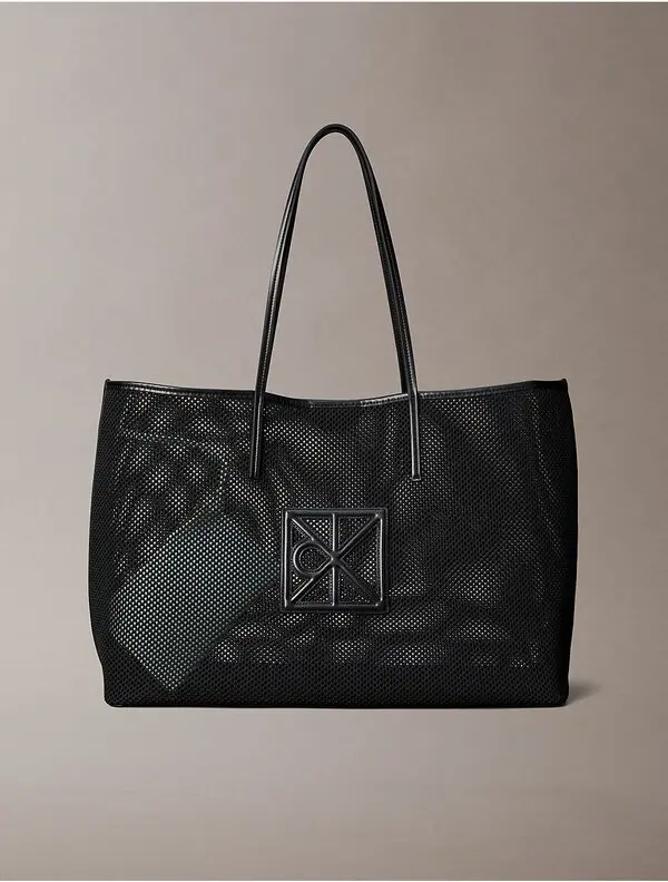 Calvin Klein Emblem Logo Mesh Large Tote Bag - Black