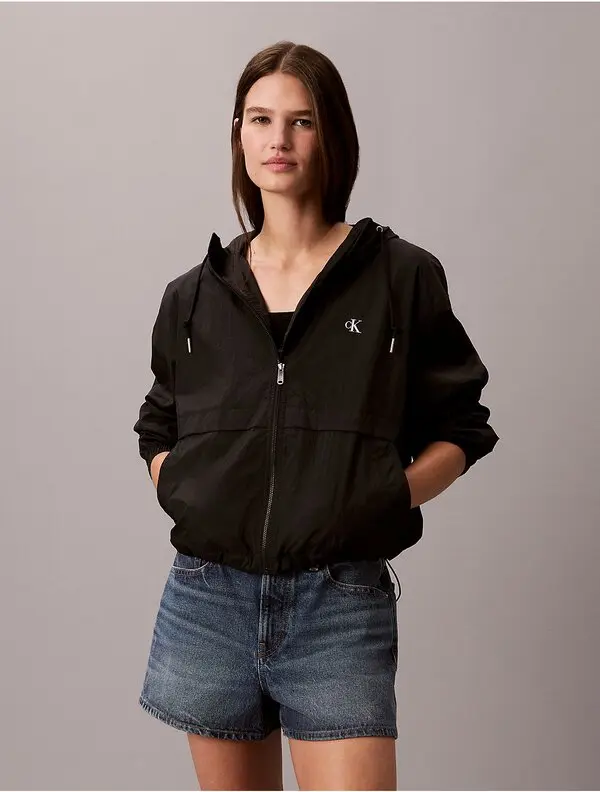Calvin Klein Nylon Relaxed Windbreaker Jacket - Black