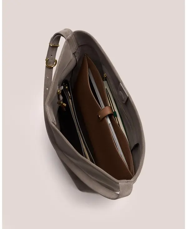Cuyana Suede Camina Bucket Bag - Clay
