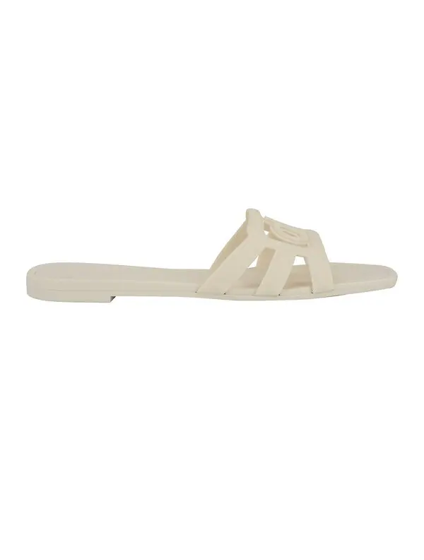 Calvin Klein Yoana Open Square Toe Monogram Slide Sandals - Ivory