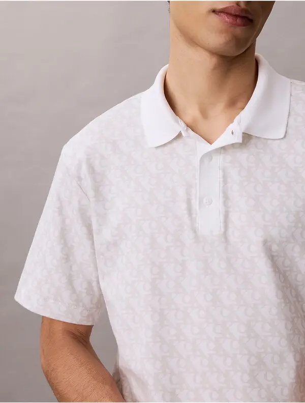Calvin Klein Liquid Touch Allover Print Polo Shirt