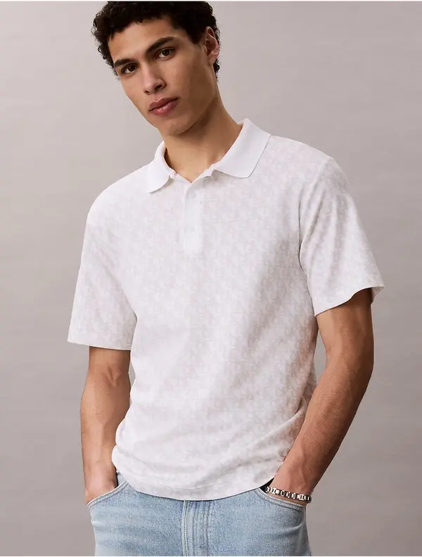 Calvin Klein Liquid Touch Allover Print Polo Shirt