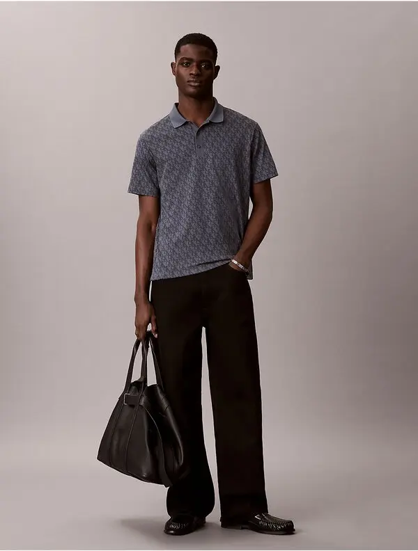 Calvin Klein Liquid Touch Allover Print Polo Shirt - Turbulence