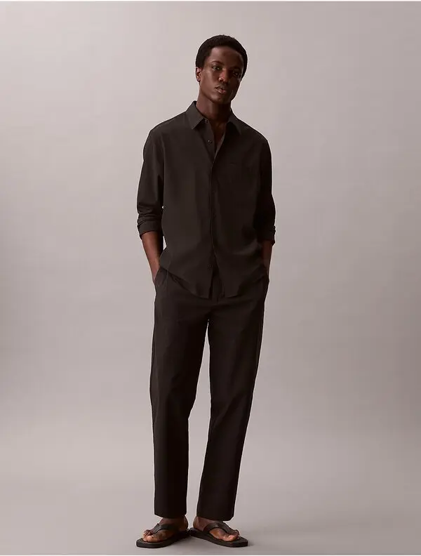 Calvin Klein Seersucker Straight Leg Trousers