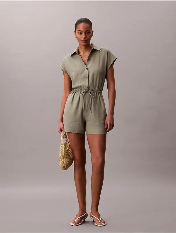 Calvin Klein Linen Blend Romper - Shadow