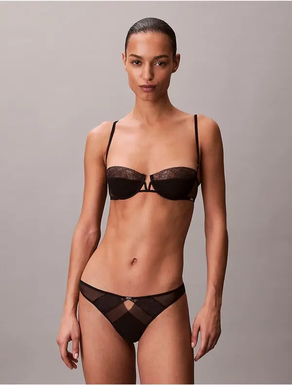 Calvin Klein Geo Lace Unlined Balconette Bra - Black