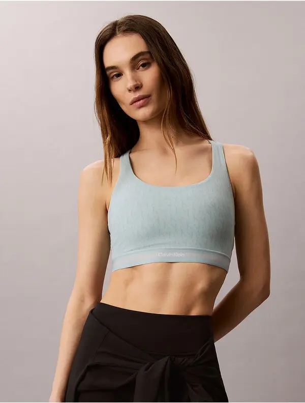 Calvin Klein Icon Sport Allover Monogram Medium Impact Sports Bra - Monogram Escher Ether